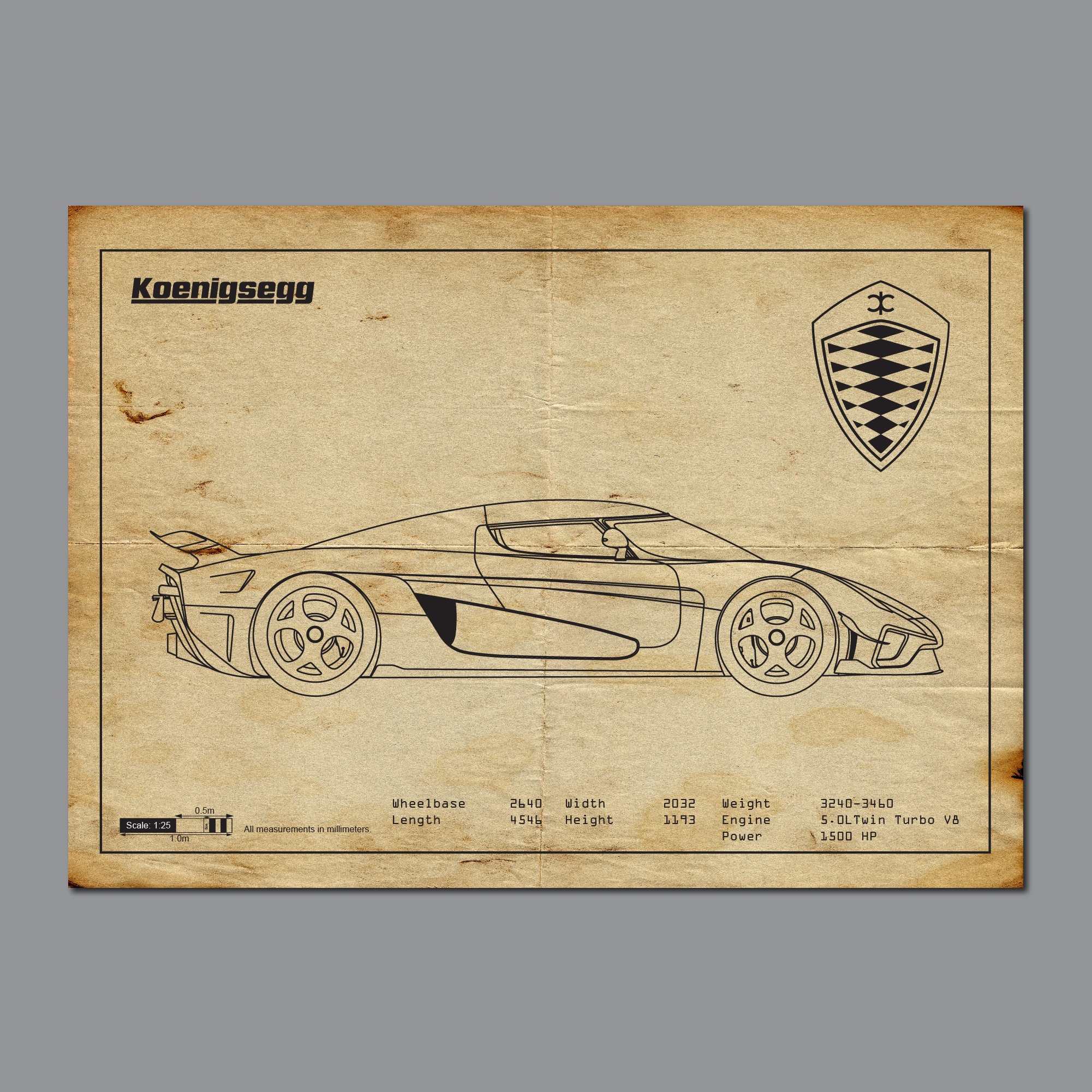 Koenigsegg Poster, Hypercar Artwork, Car Blueprints, Car Poster, Garage ...