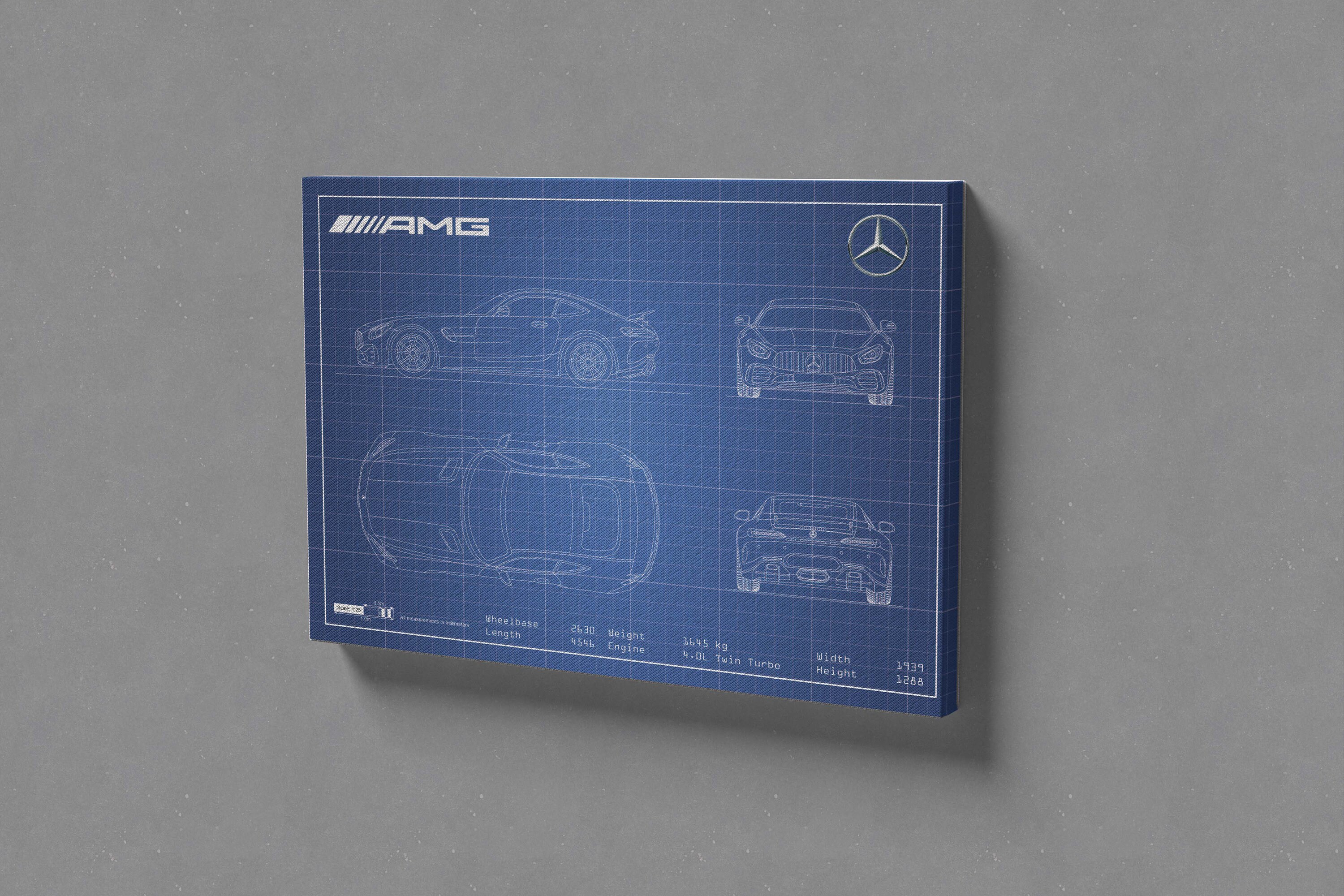 Mercedes Benz Blueprint AMG GT Car Blueprints Car Poster - Etsy