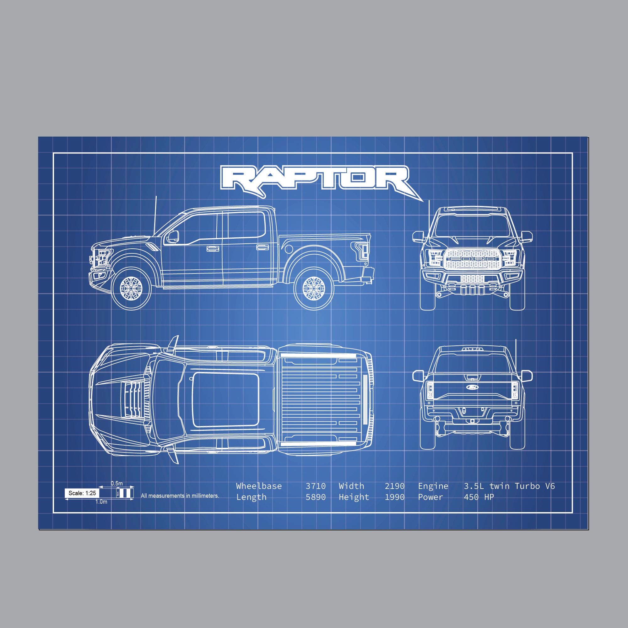 Gen 2 Raptor, Ford Raptor, Car Blueprints, Car Poster, 1st Anniversary ...
