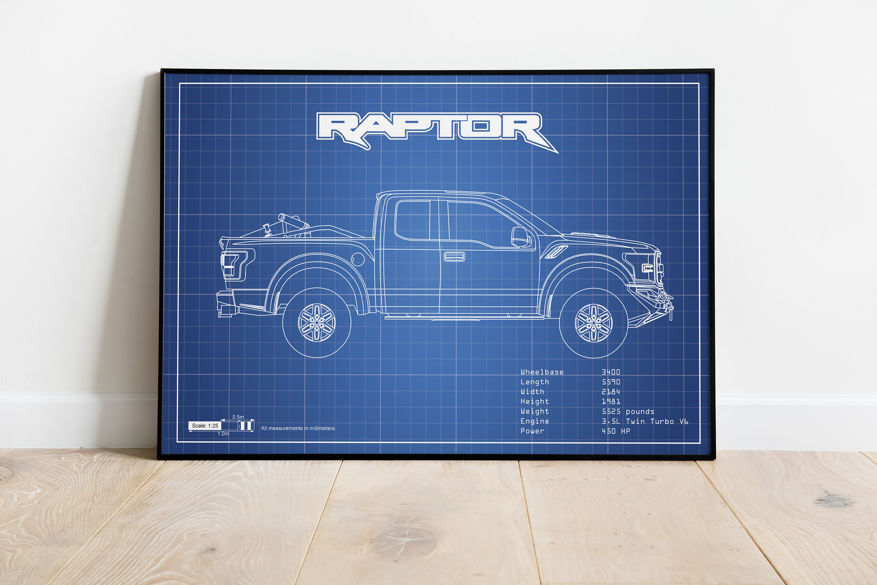 Ford Raptor Blueprint Car Blueprints Car Poster Garage - Etsy