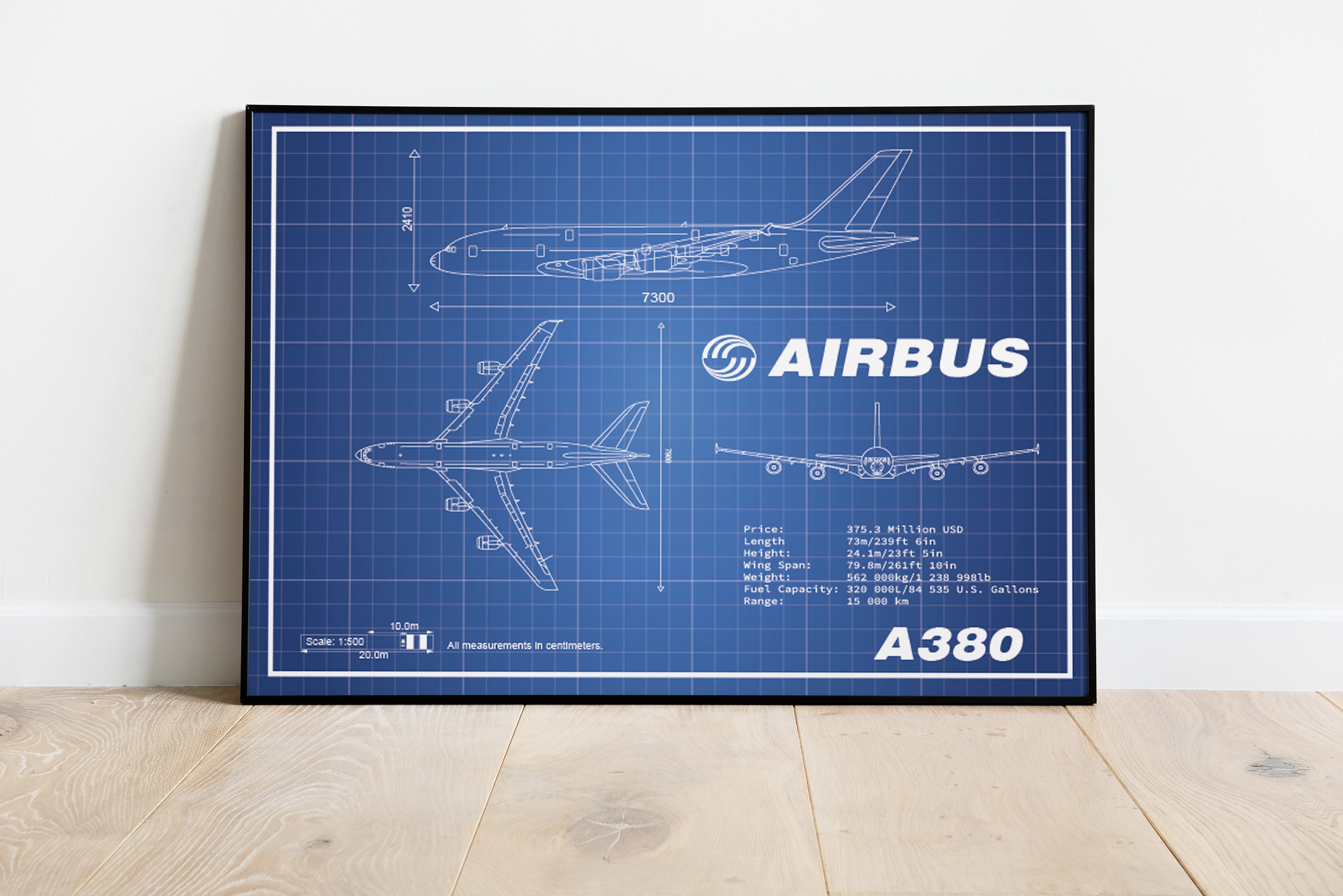 Blueprint Poster A380, Gift for Pilot, Aviation Art, Plane Gift, Plane ...