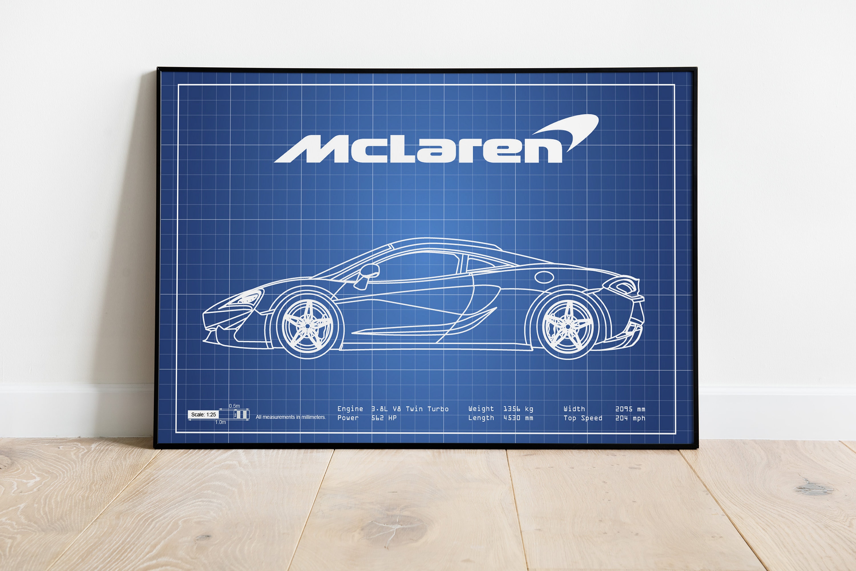 Mclaren 570S Poster, Supercar Art, Supercar Blueprint, Car Blueprint ...