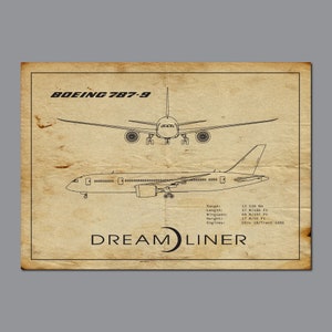Boeing 787 Poster, Dreamliner Blueprint, Gift for Pilot, Gift for Him ...