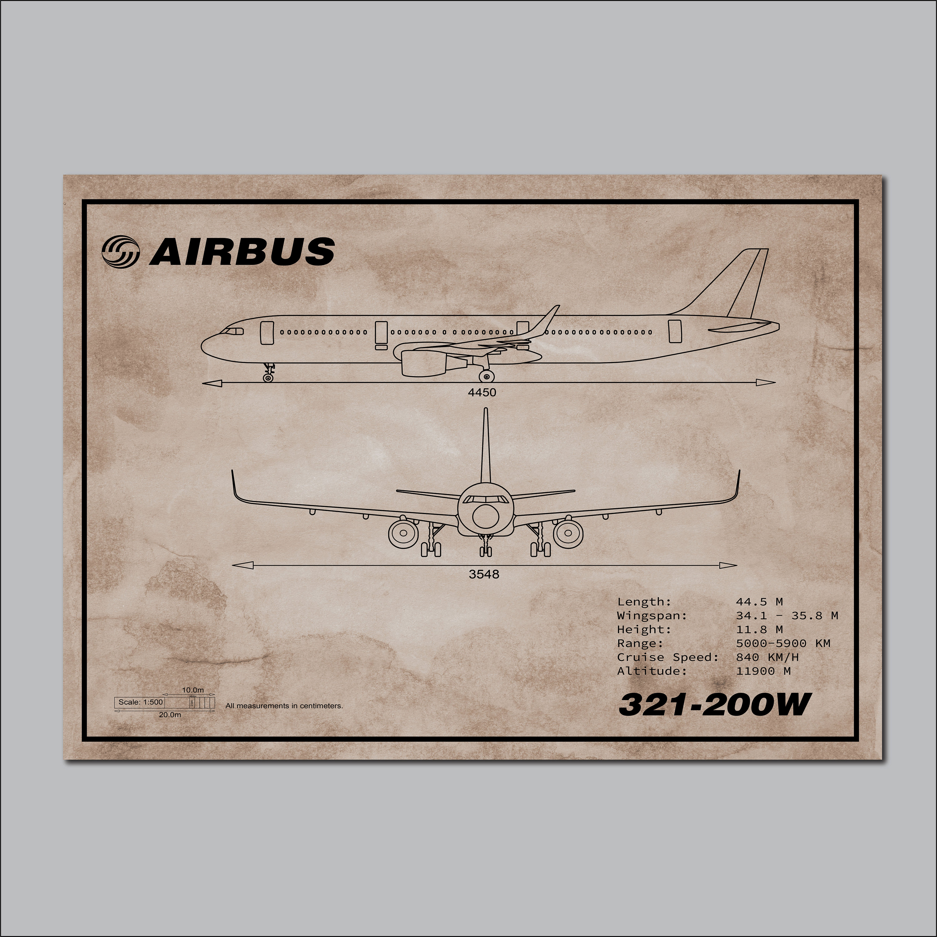 Airbus A321 Blueprint, Plane Poster, Aviation Art, Gift for Pilot ...