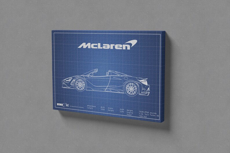 Mclaren Blueprint, Car Blueprints, Car Poster, Fathers Day, Wall Art ...