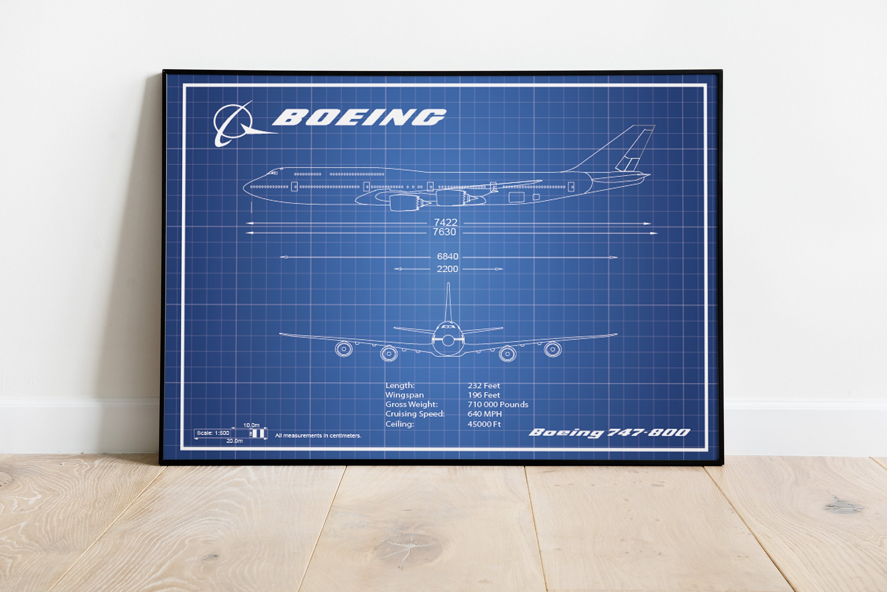 Picture of Boeing 747, Plane Artwork, Aviation Gift for Pilot ...