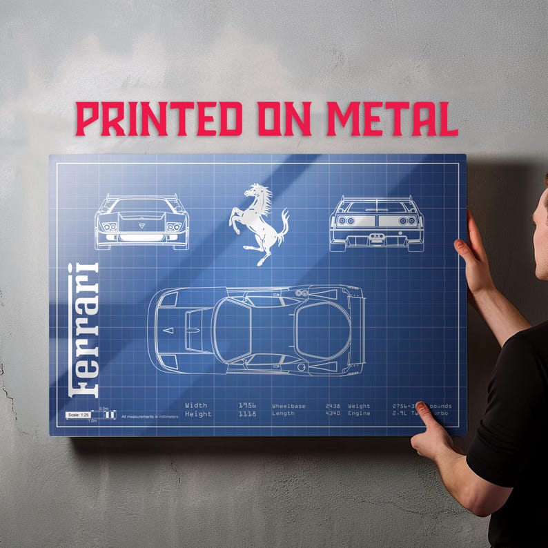 Ferrari F40 Blueprint, Hypercar Poster, Supercar Picture, Car ...
