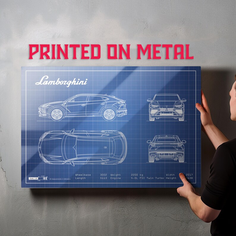Lamborghini Urus Blueprint, Lamborghini Print, Urus Print, Urus ...