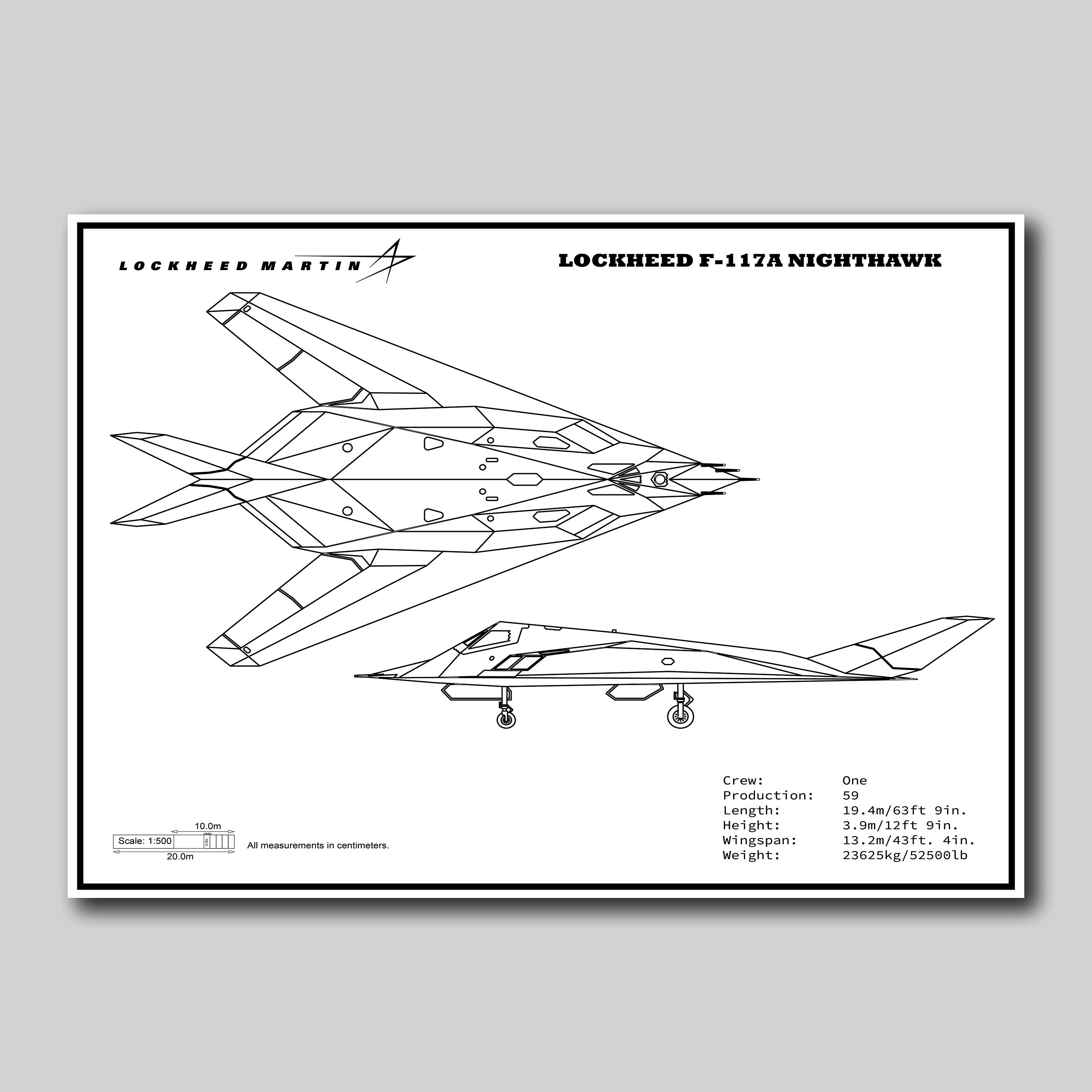 Blueprint of Nighthawk Plane Art Plane Gift Plane Poster - Etsy