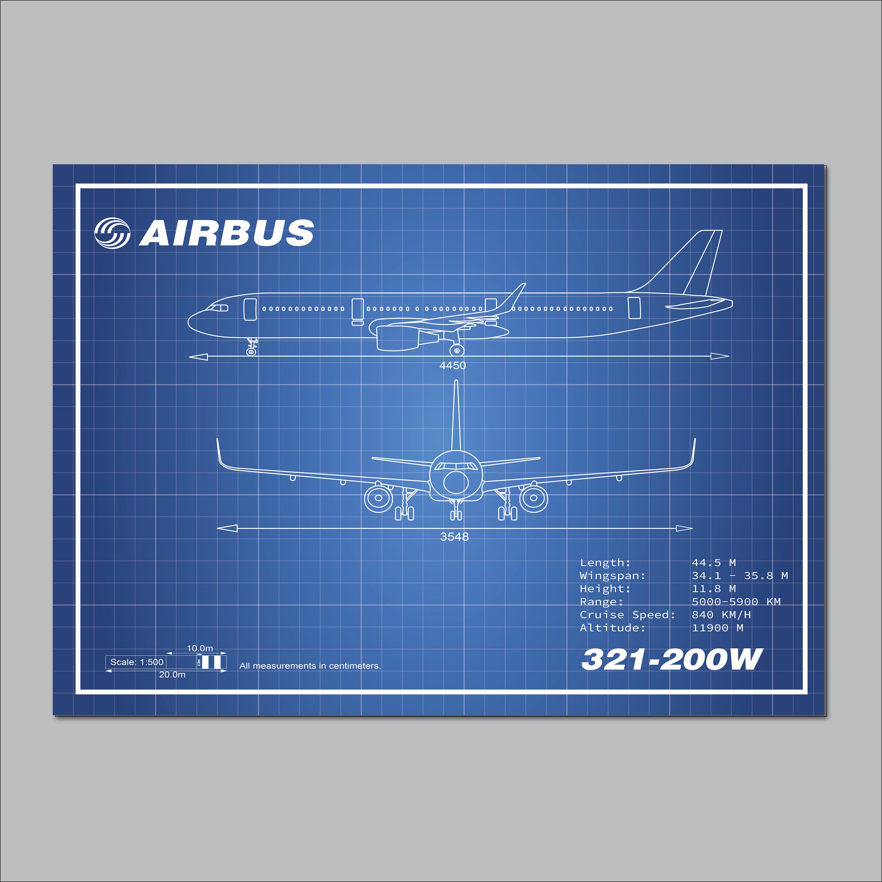 Airbus A321 Blueprint, Plane Poster, Aviation Art, Gift For Pilot ...
