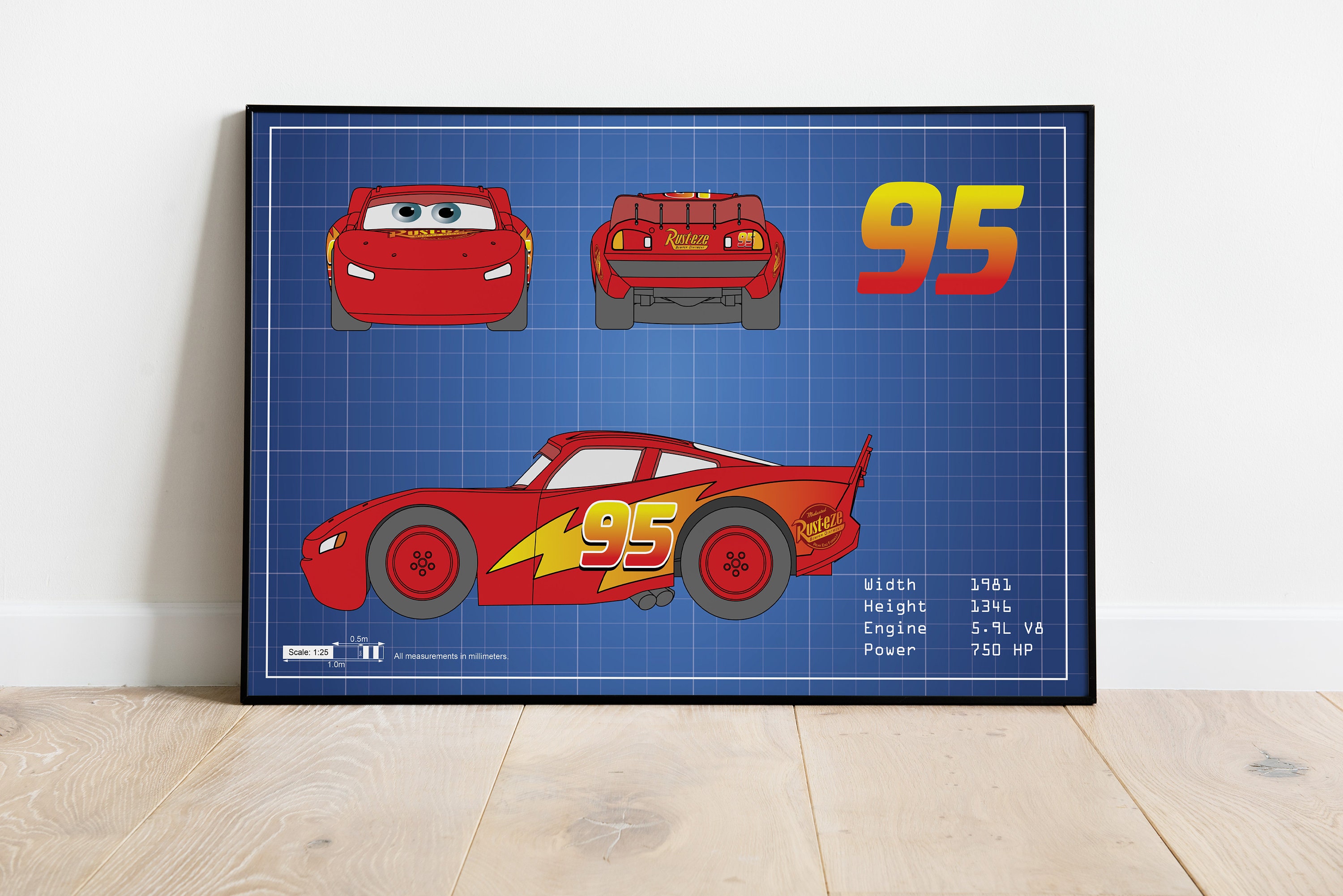 Lightning Mcqueen, Movie Art, Art for Kidsroom, Car Blueprints, Car ...