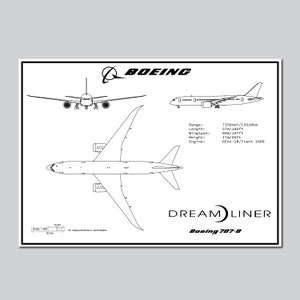 Airplane Poster, 787 Dreamliner Decor, Gift for Pilot, Art for Mancave ...