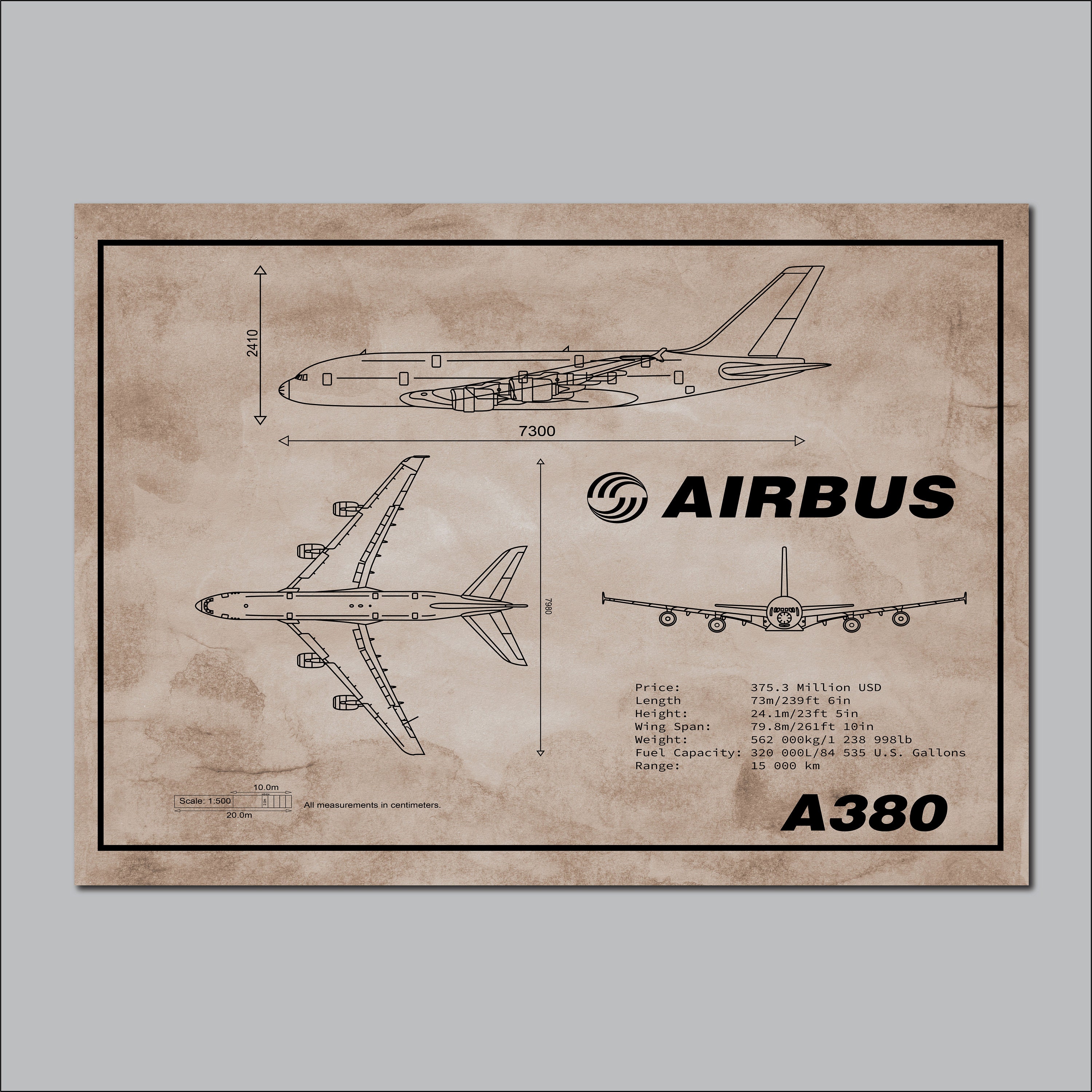 Airbus A380 Poster Blueprint of A380 Pictures of Planes - Etsy Australia