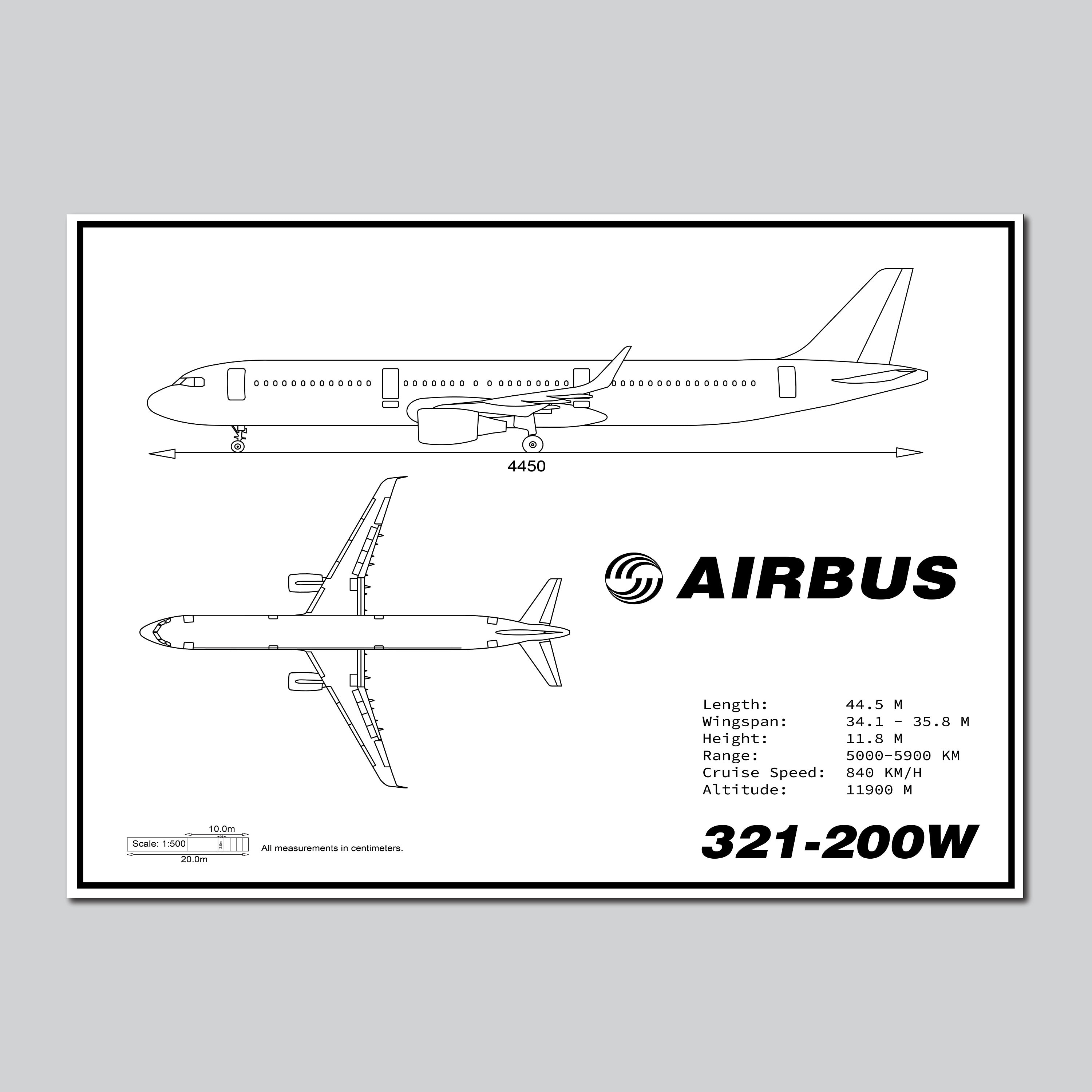 Airbus A321 Aircraft Blueprint Wall Art Plane Poster - Etsy