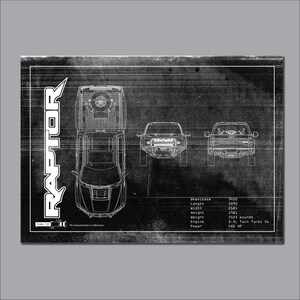 Raptor Blueprint, Ford Raptor, Car Blueprints, Car Poster, Garage Art ...