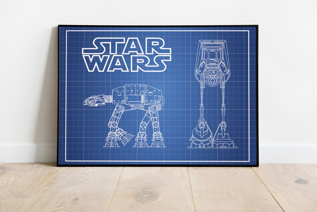 AT-AT Blueprint, Star Wars, Star Wars Poster, Mancave Art, Movie Poster ...