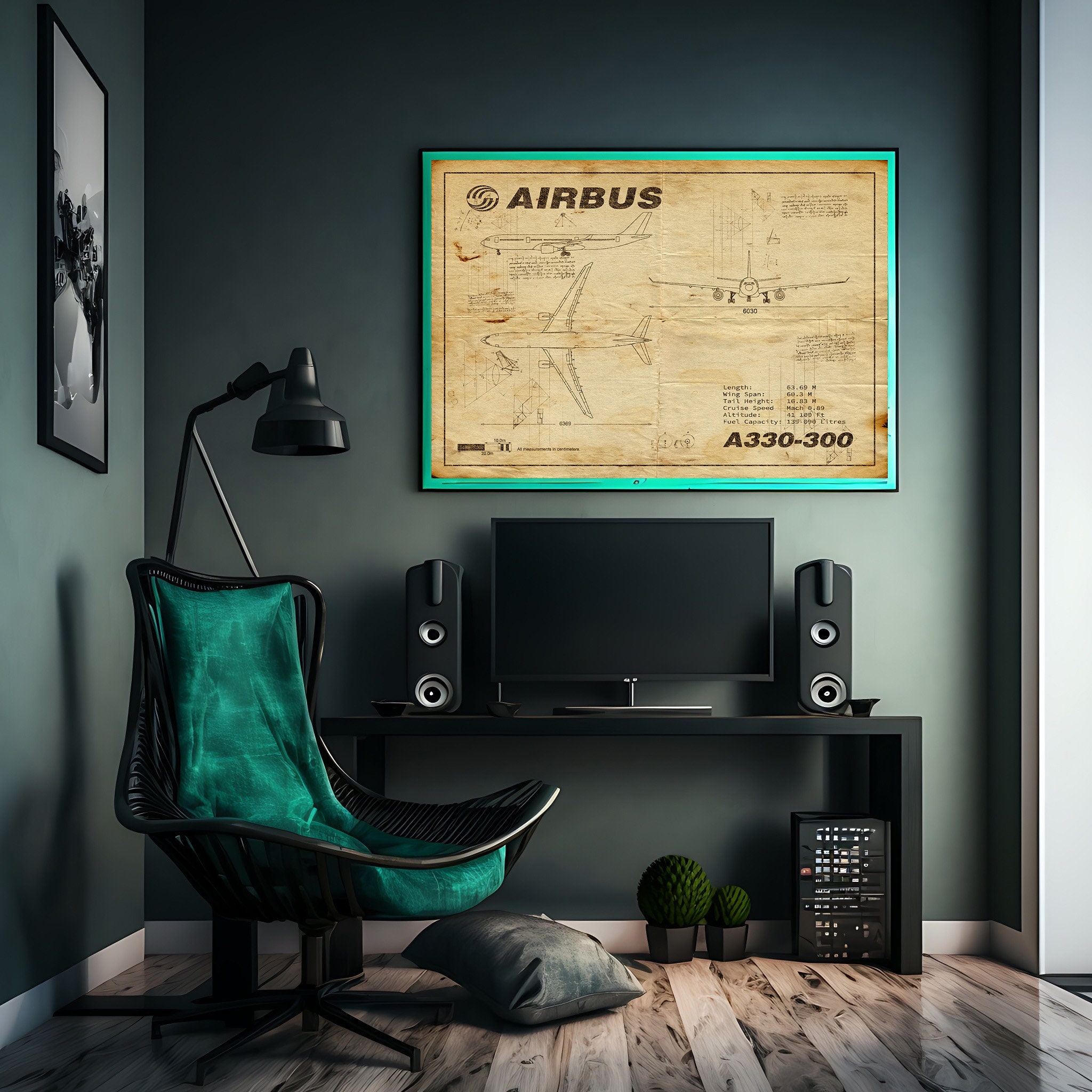 Airplane Wall Art, A330 Poster, Airbus Blueprint, Gift for Him ...