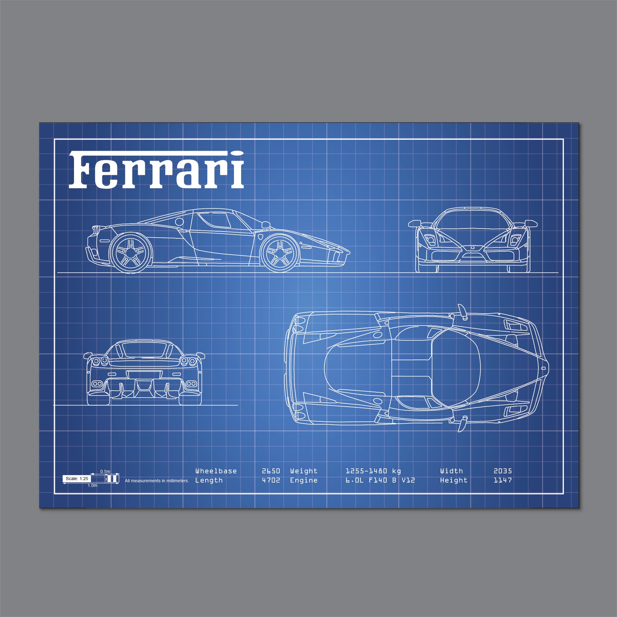 Ferrari Enzo Picture Ferrari Blueprint Car Blueprints Car - Etsy.de