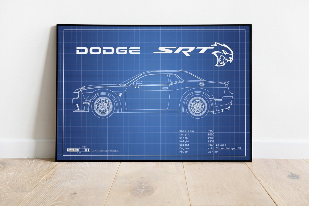 Dodge Challanger Blueprint , Dodge Challanger Poster, Challanger SRT ...