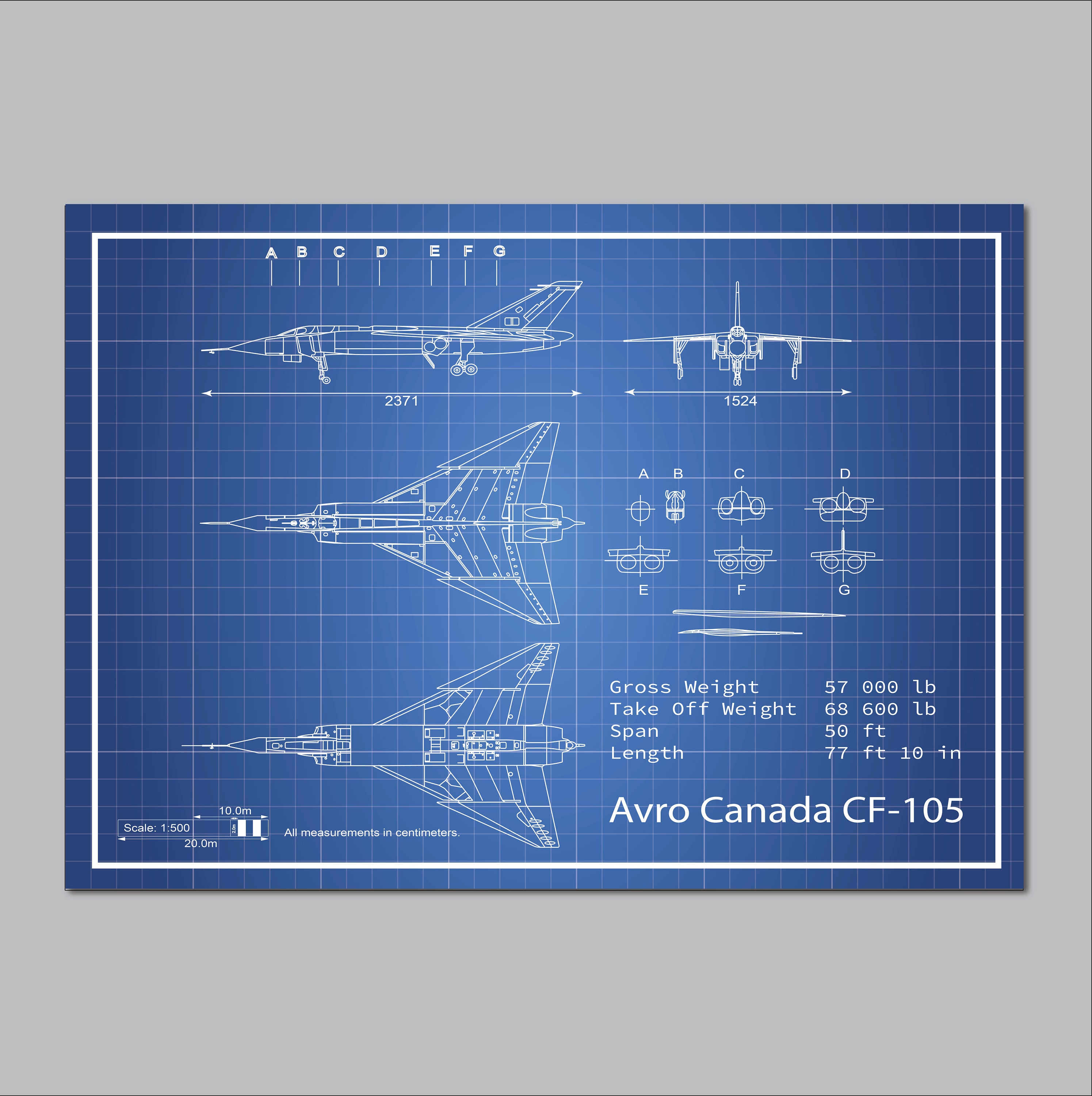Avro Arrow Poster, Blueprints of Planes, Pilot Gift, Gift for Him ...