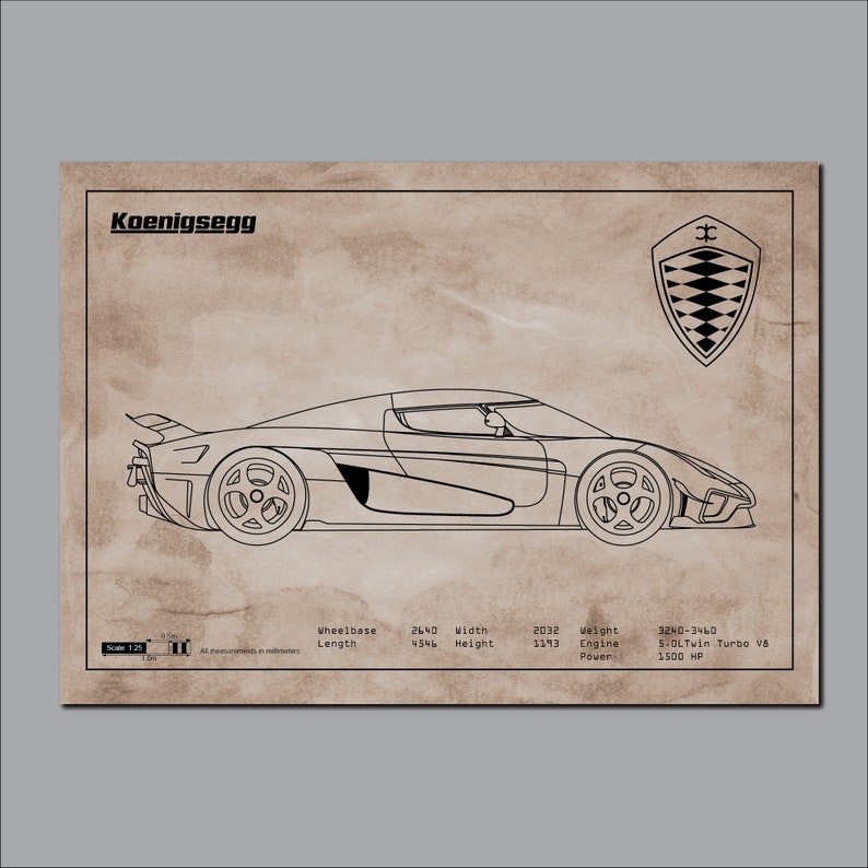 Koenigsegg Poster Hypercar Artwork Car Blueprints Car - Etsy