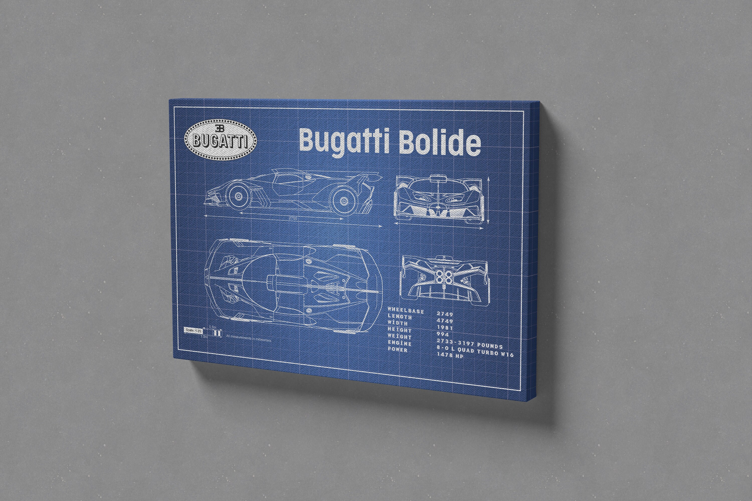 Bugatti Bolide Blueprint, Car Blueprints, Car Poster, Car Wall Art ...