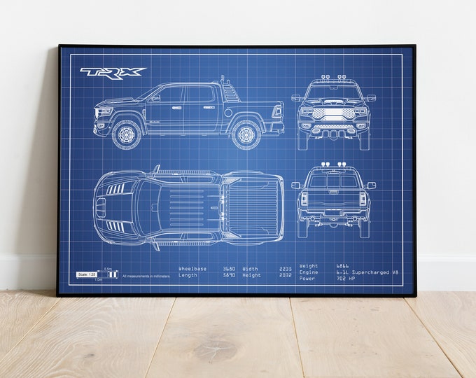 Dodge TRX Poster, Pictures of TRX, Car Blueprints, Car Poster, Garage ...