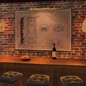 Raptor Blueprint, Ford Raptor, Car Blueprints, Car Poster, Garage Art ...