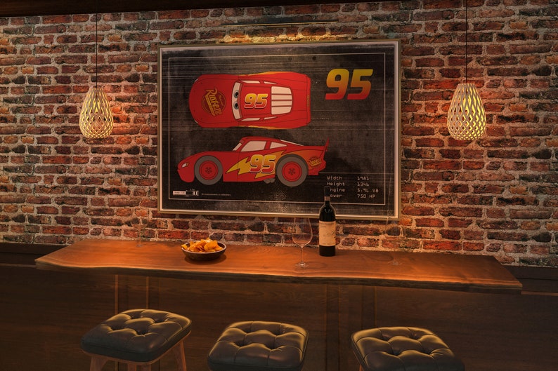 Lightning Mcqueen Blueprint Poster, Personalized Kids Car Art - Etsy