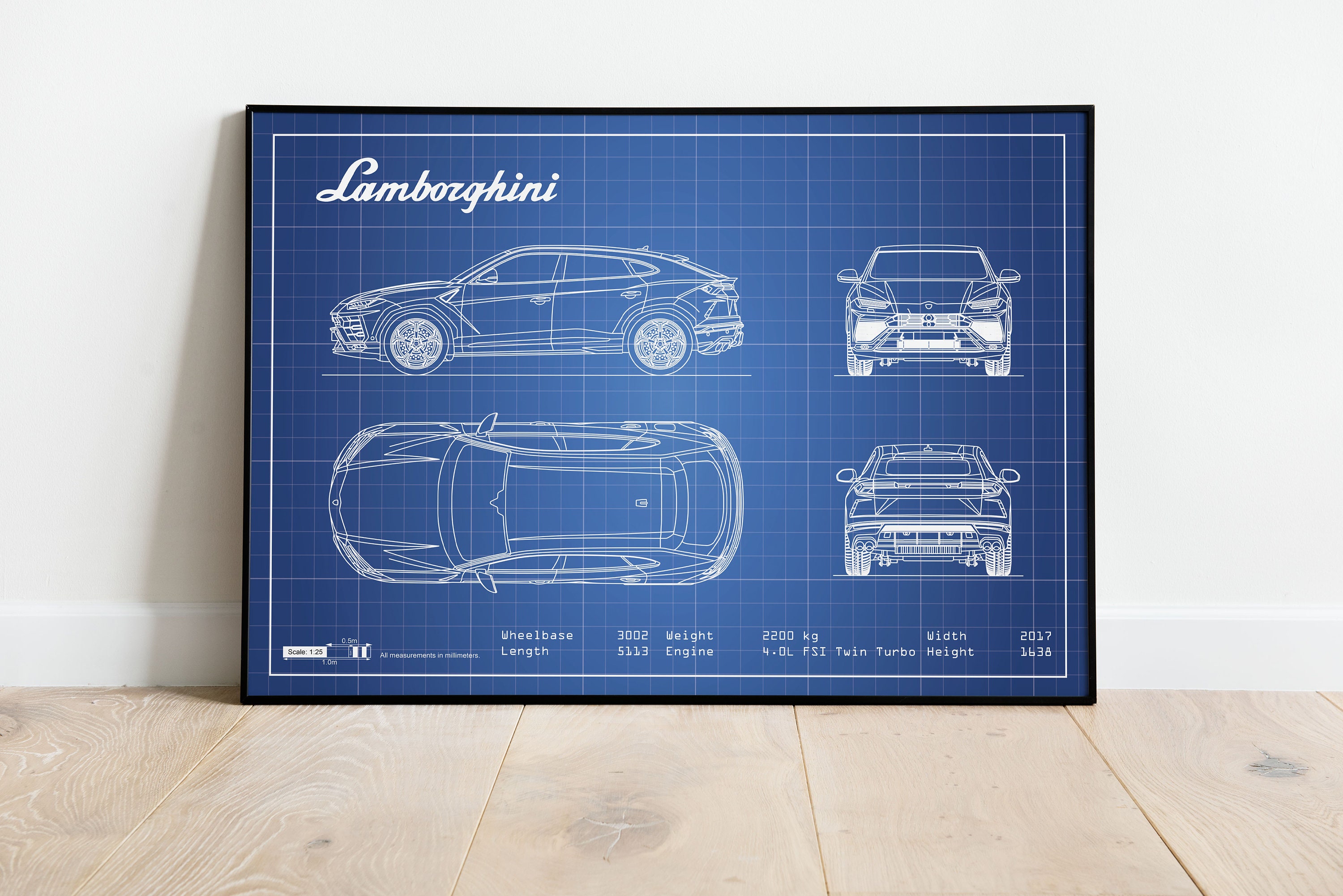 Lamborghini Urus Blueprint, Lamborghini Print, Urus Print, Urus ...