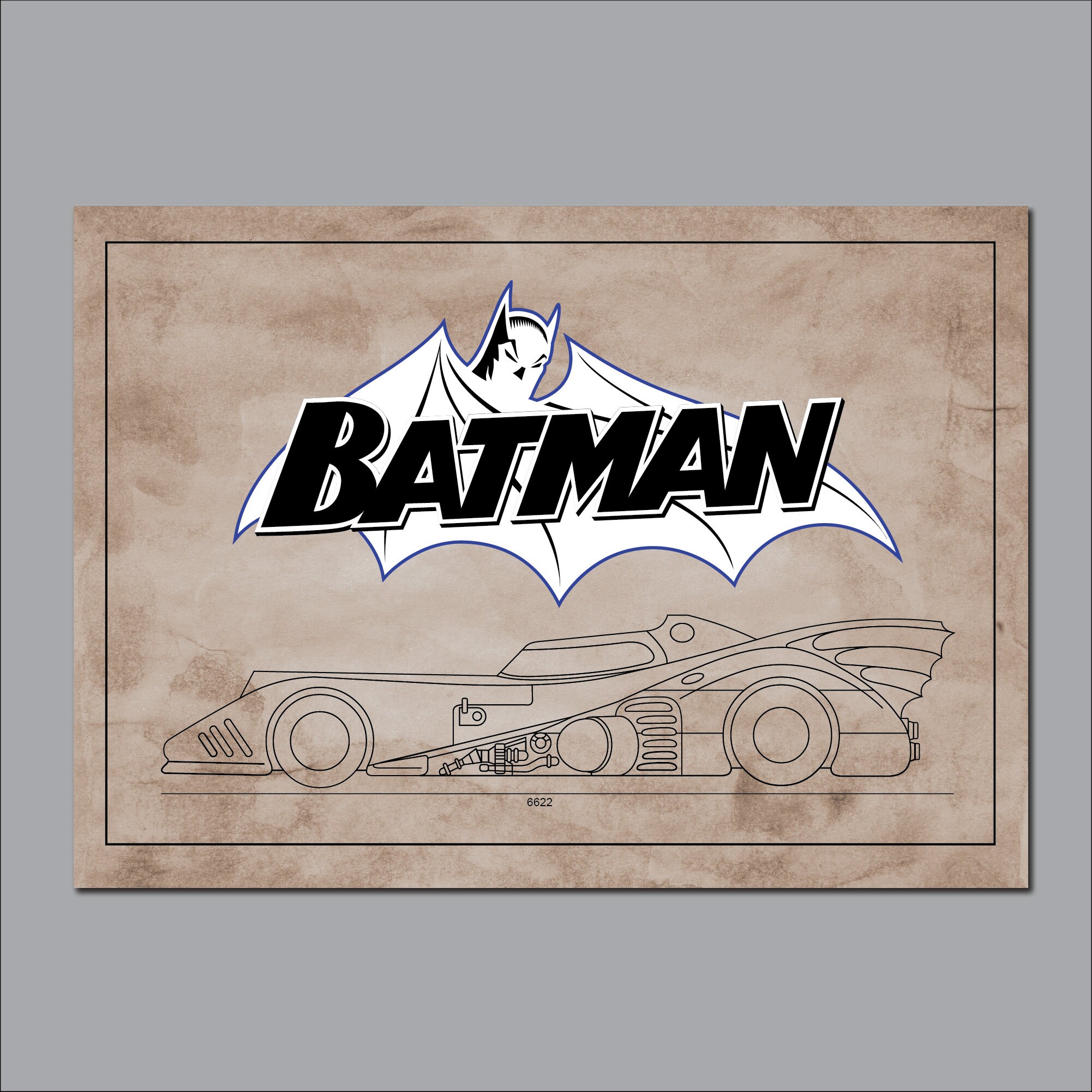 Batmobile Poster, Car Blueprints, Car Poster, Garage Workshop Art, Car ...