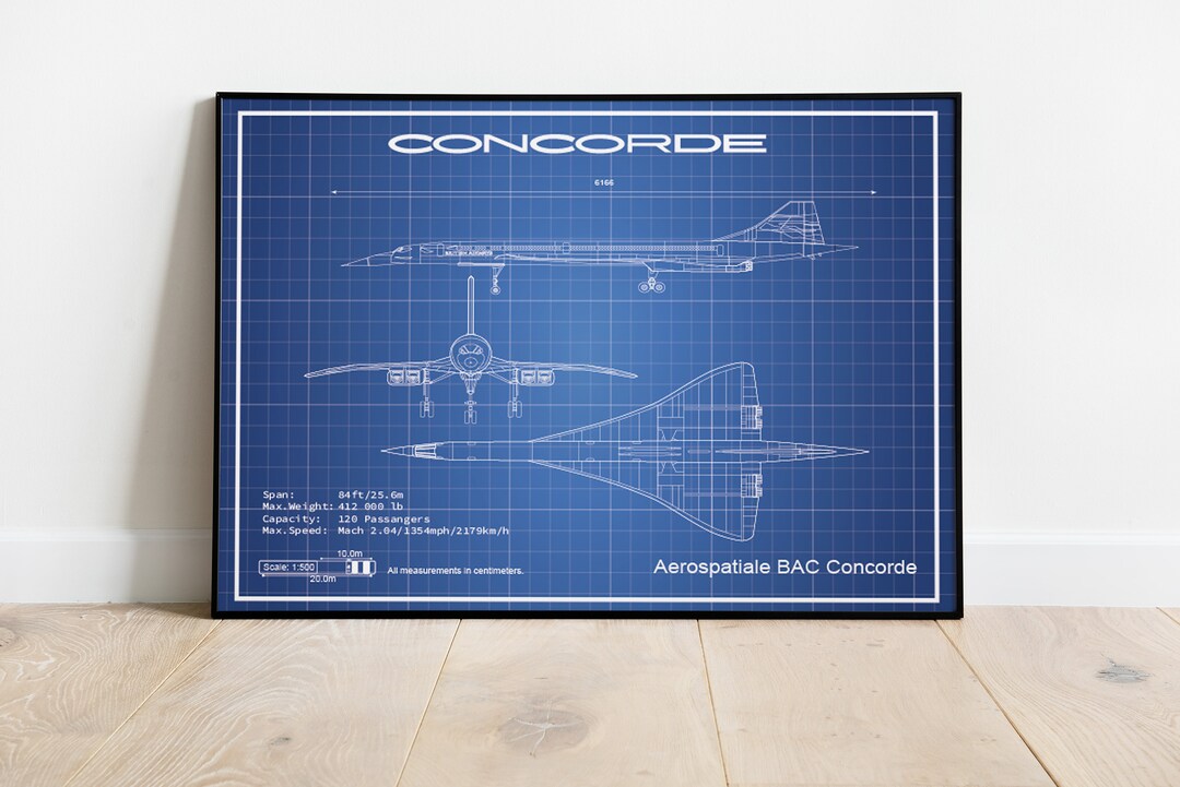 Concord Poster, Plane Art, Concorde Blueprint, Art for Pilots, Plane ...