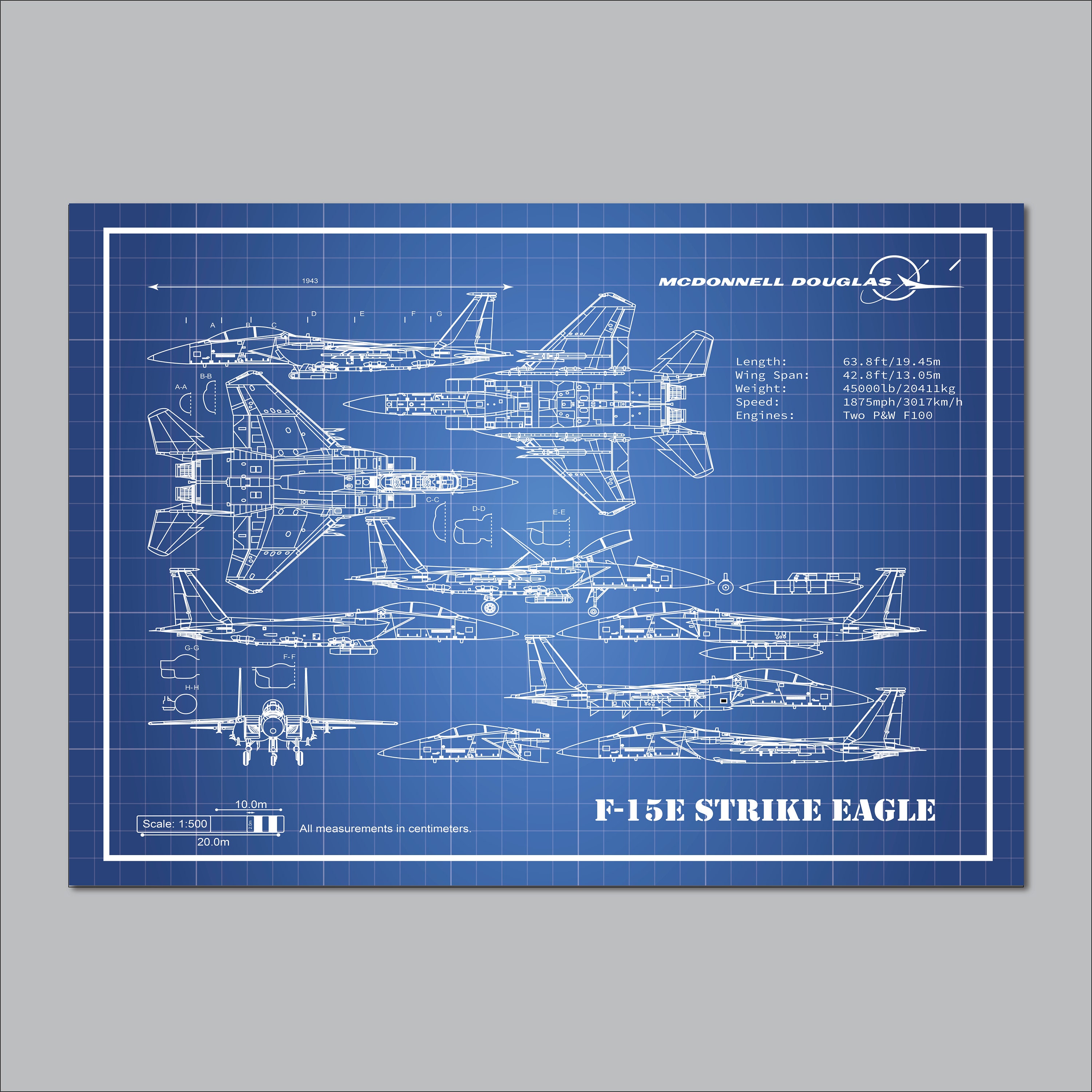F15 Strike Eagle, Picture of Planes, Aviation Gift, Plane Blueprint ...