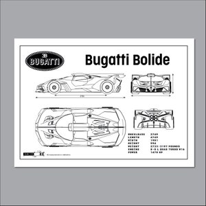 Bugatti Bolide Blueprint, Car Blueprints, Car Poster, Car Wall Art ...