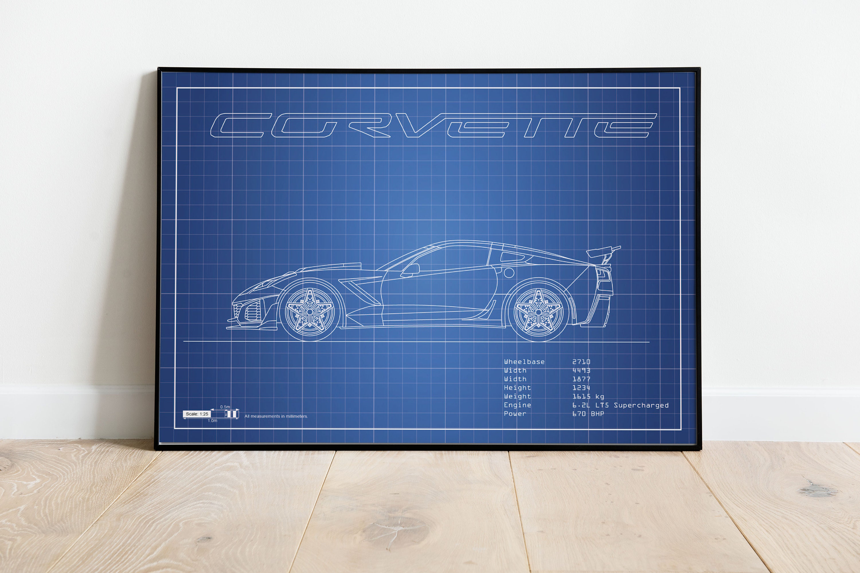 C7 Corvette Picture, Corvette Blueprint, Car Blueprints, Car Wall Decor ...