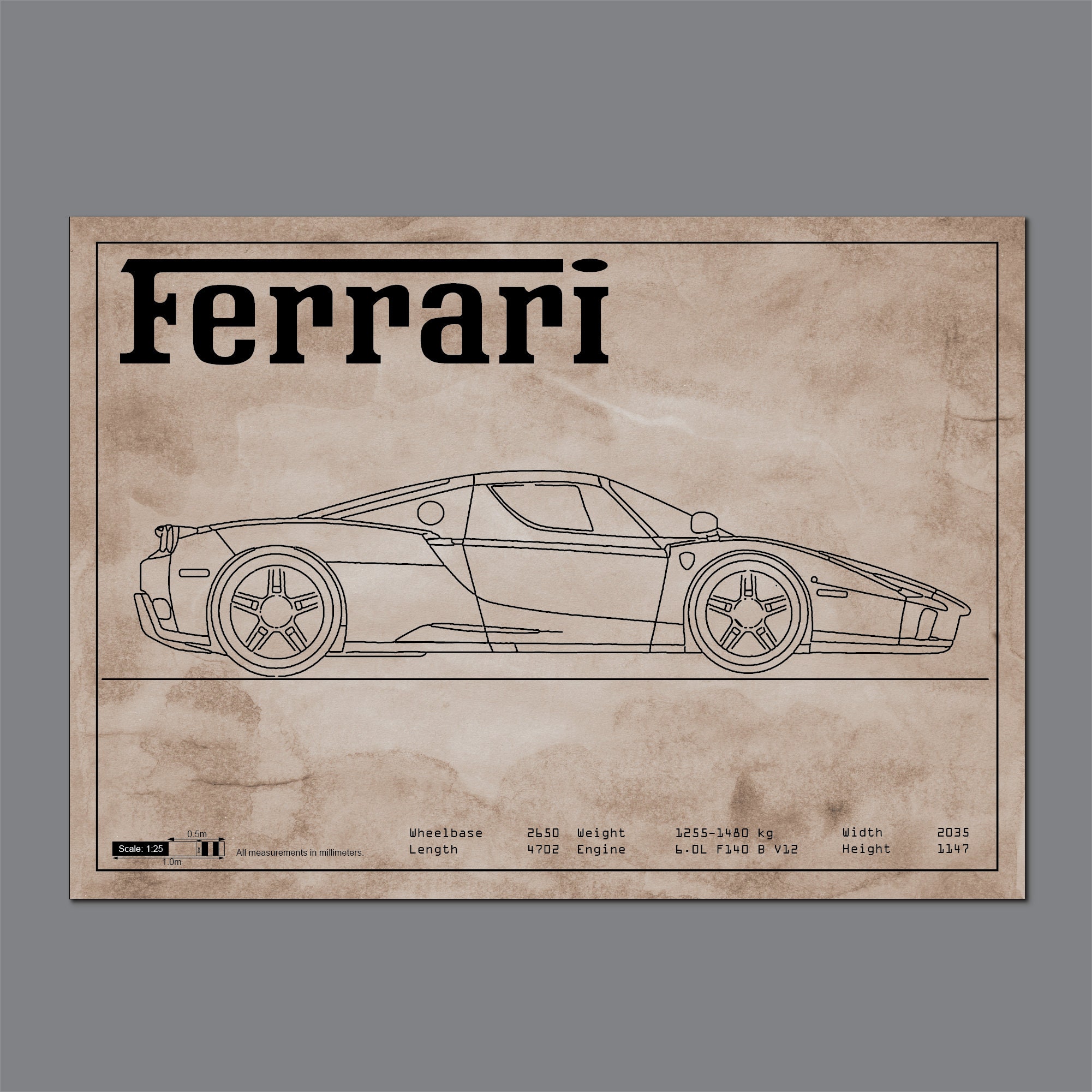 Ferrari Enzo Picture Ferrari Blueprint Car Blueprints Car - Etsy.de