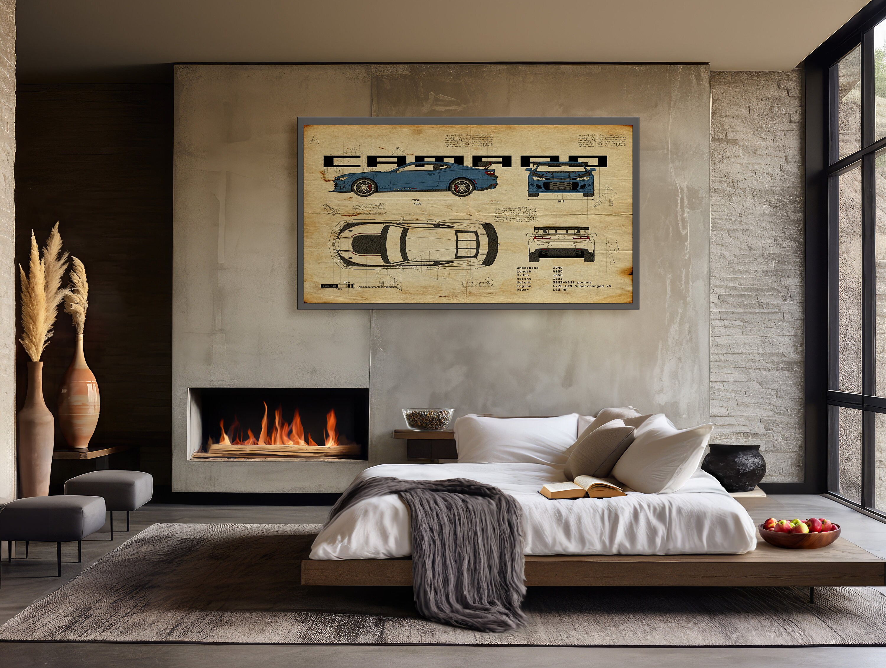 Camaro Poster, Camaro Artwork, Car Poster, Automotive Print, Mancave ...