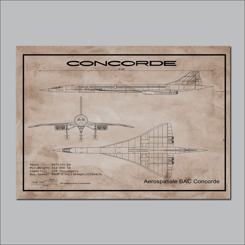 Concord Poster Plane Art Concorde Blueprint Art for Pilots - Etsy Australia