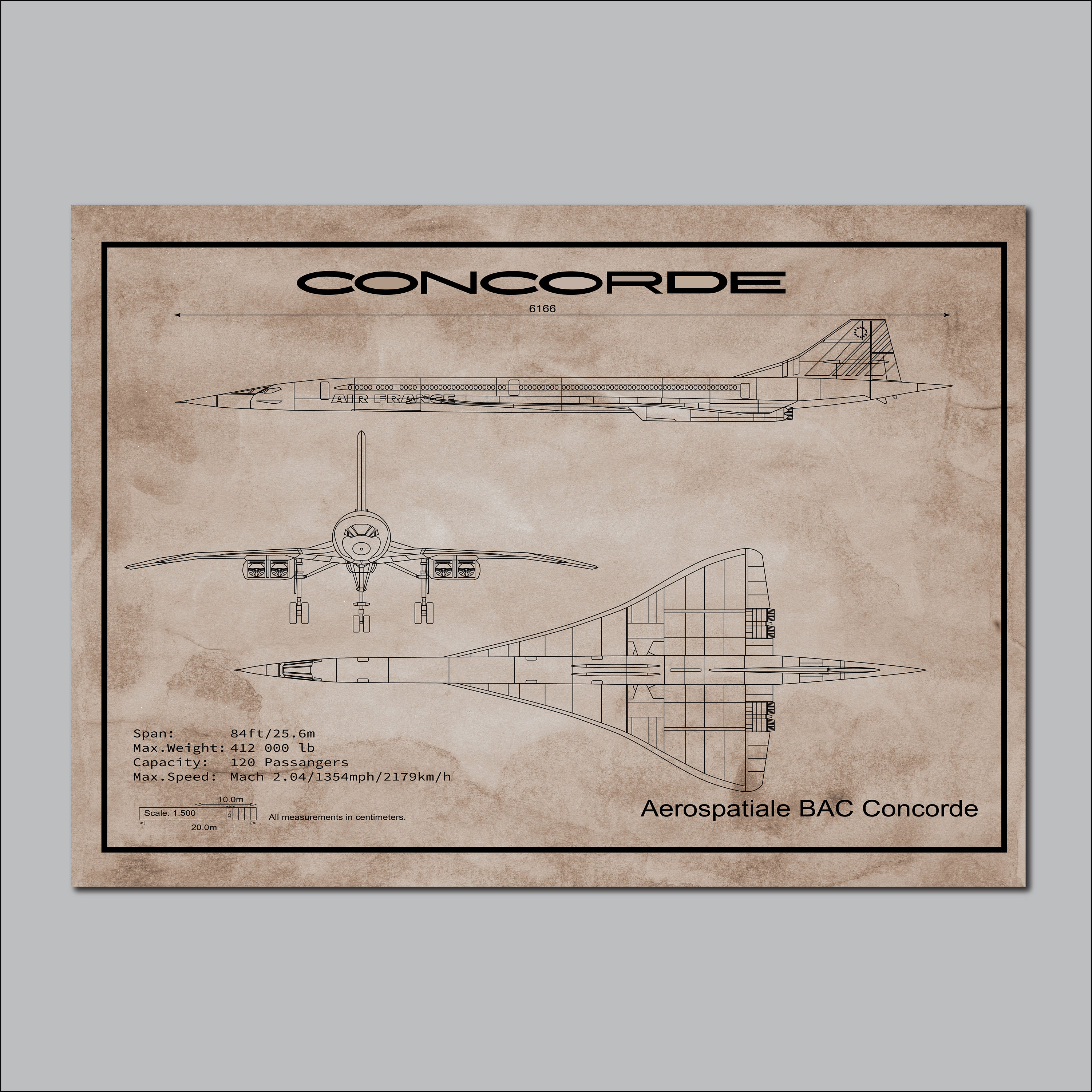 Concord Poster, Plane Art, Concorde Blueprint, Art for Pilots, Plane ...