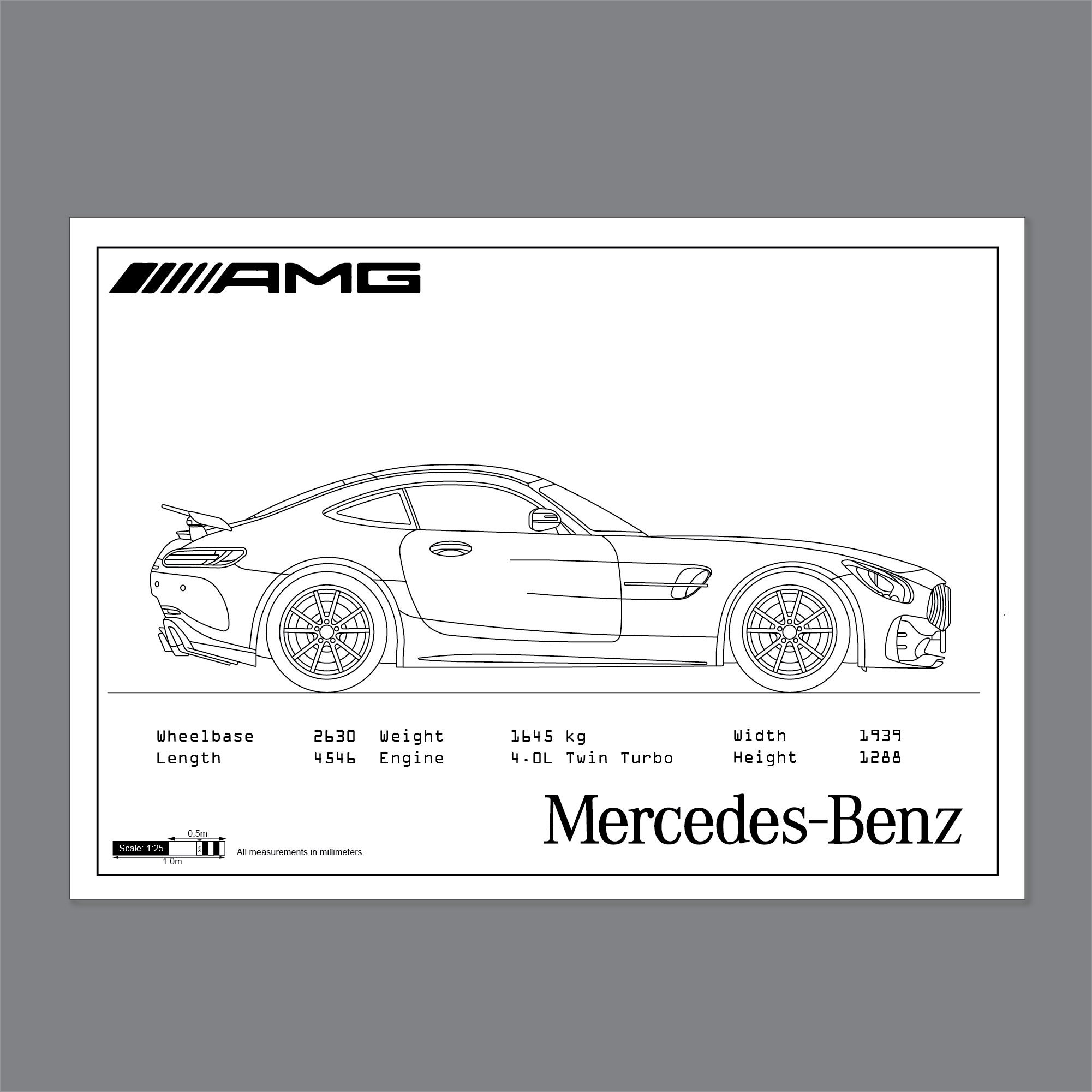 Mercedes Benz Poster, AMG GT, Car Blueprints, Car Picture, Garage ...