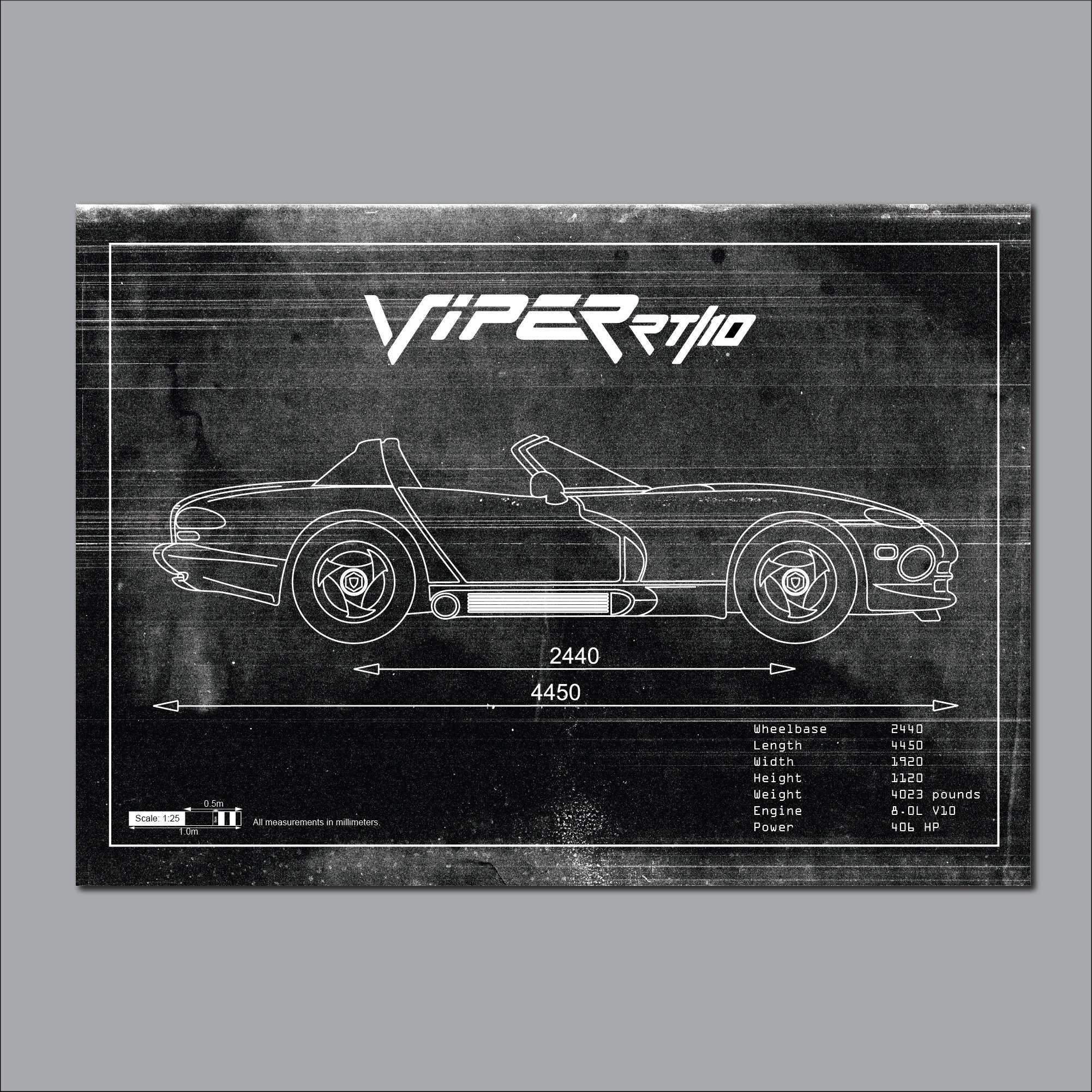 Viper RT/10, Dodge Viper, Mopar, Dodge, Car Blueprints, Car Poster ...