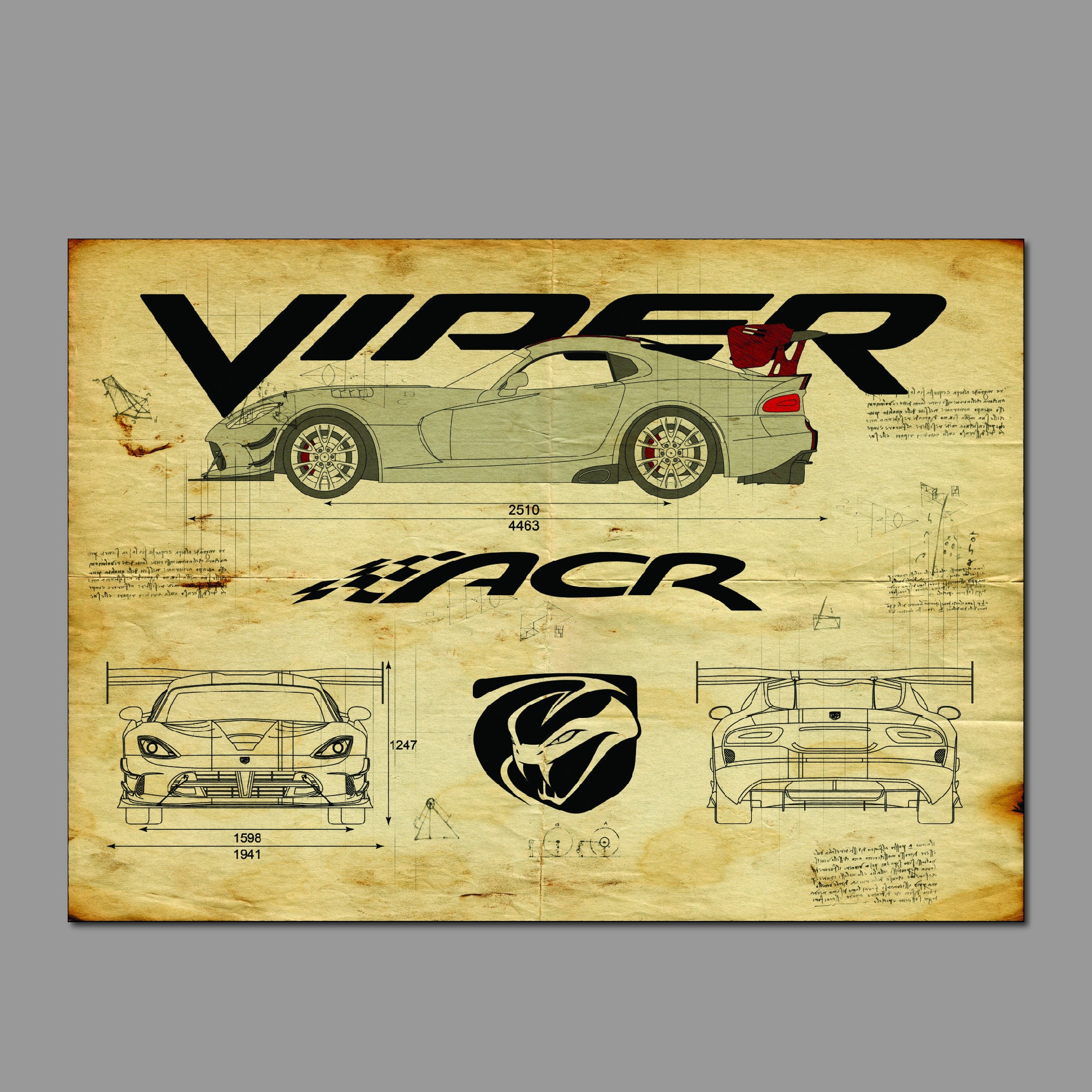 Viper Poster, Car Poster, Viper Print, Exotic Car Print, Mopar Print ...