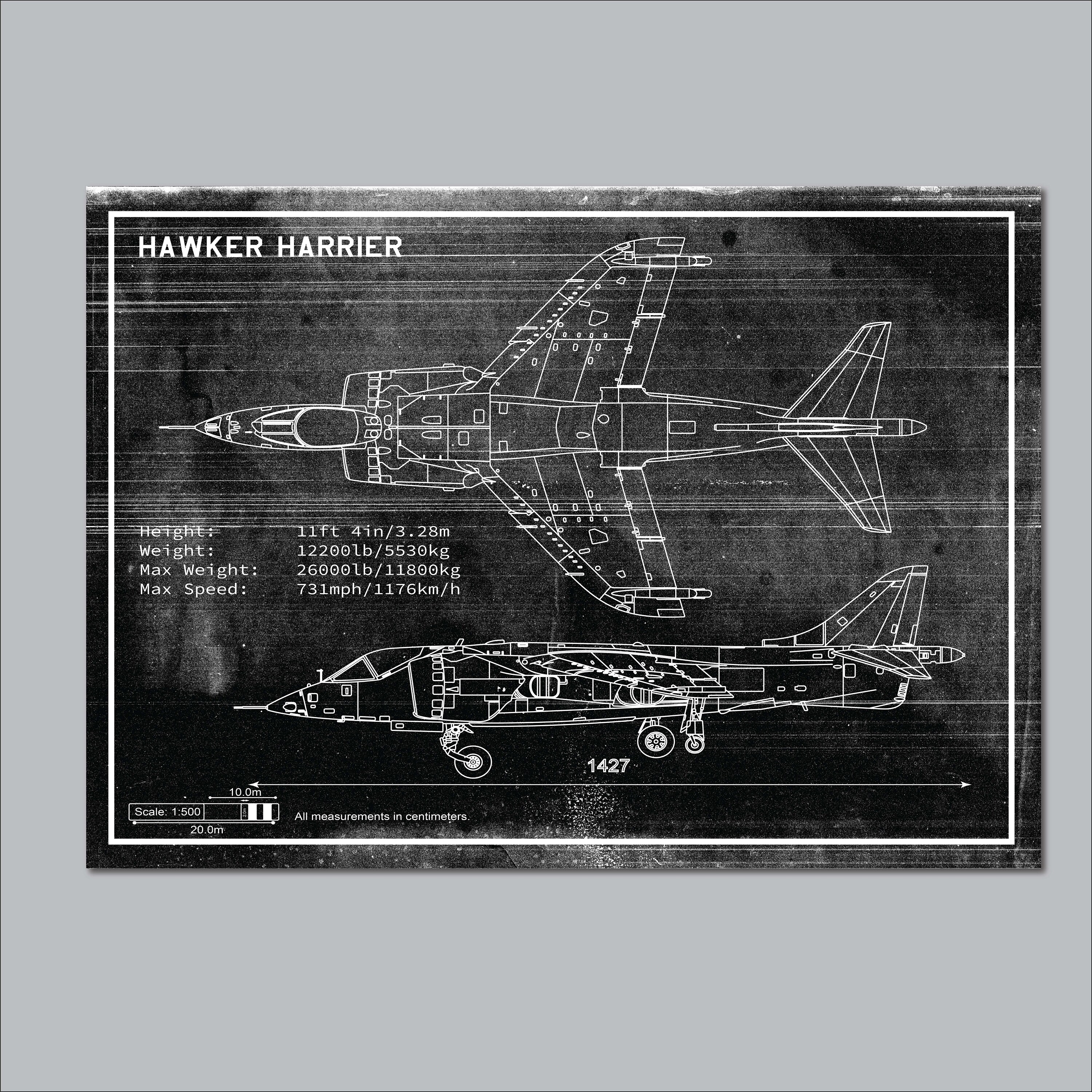 Harrier Wall Art, Aeronautics Art, Blueprint Poster, Aeronautic Poster ...