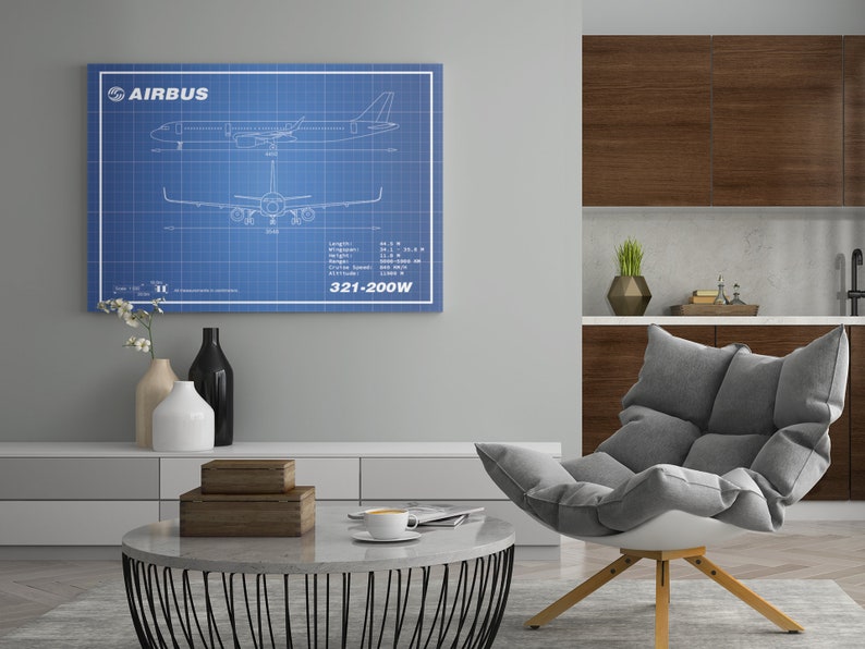 Airbus A321 Blueprint, Plane Poster, Aviation Art, Gift for Pilot ...