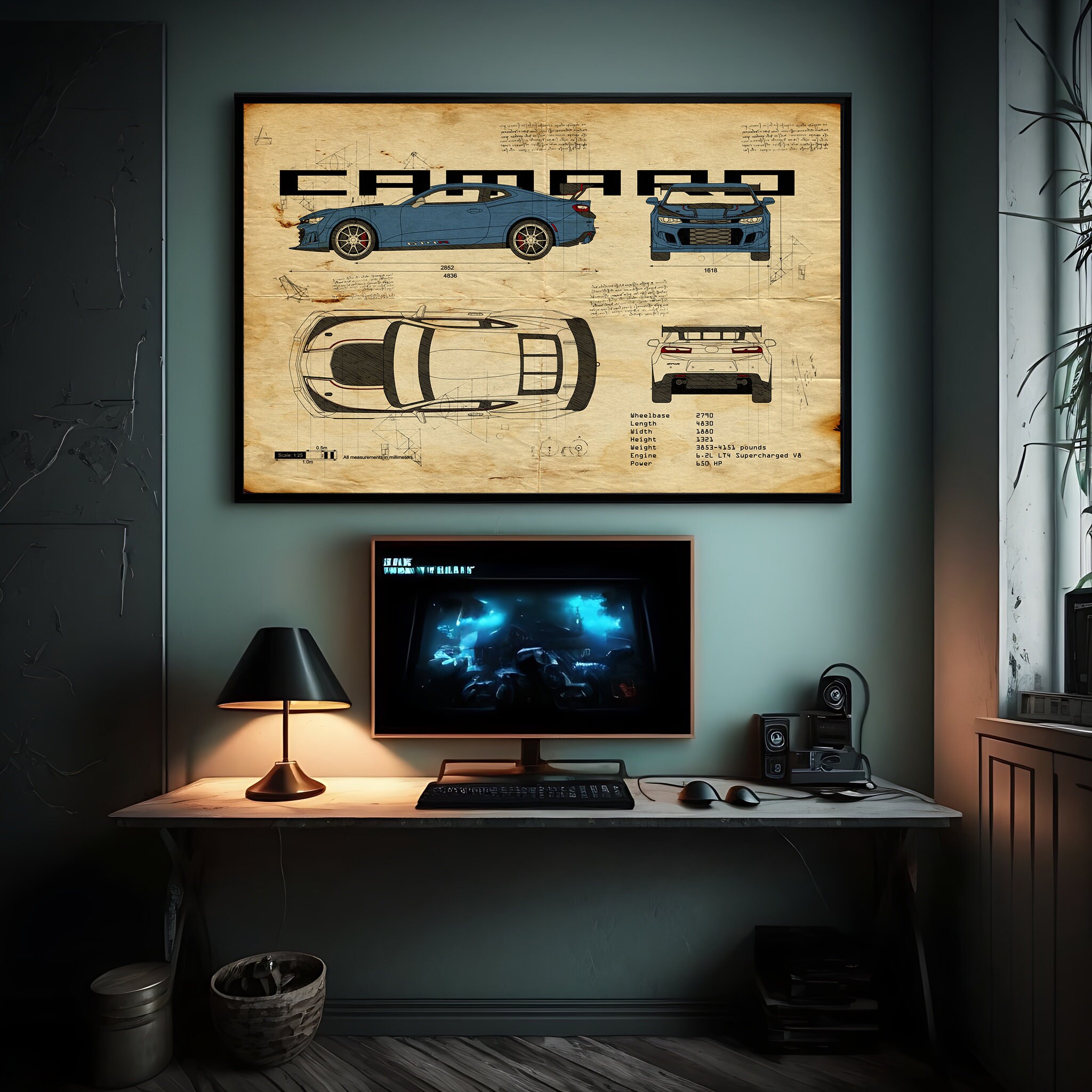 Camaro Poster, Camaro Artwork, Car Poster, Automotive Print, Mancave ...