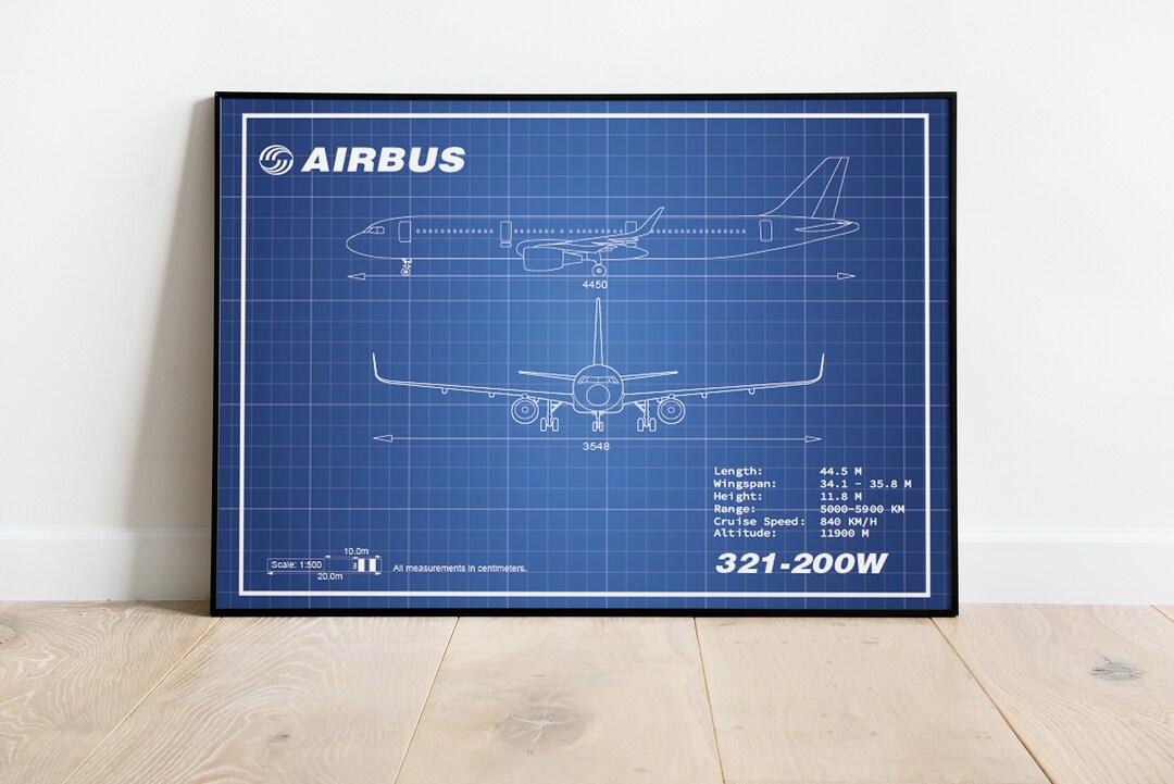 Airbus A321 Blueprint, Plane Poster, Aviation Art, Gift for Pilot ...
