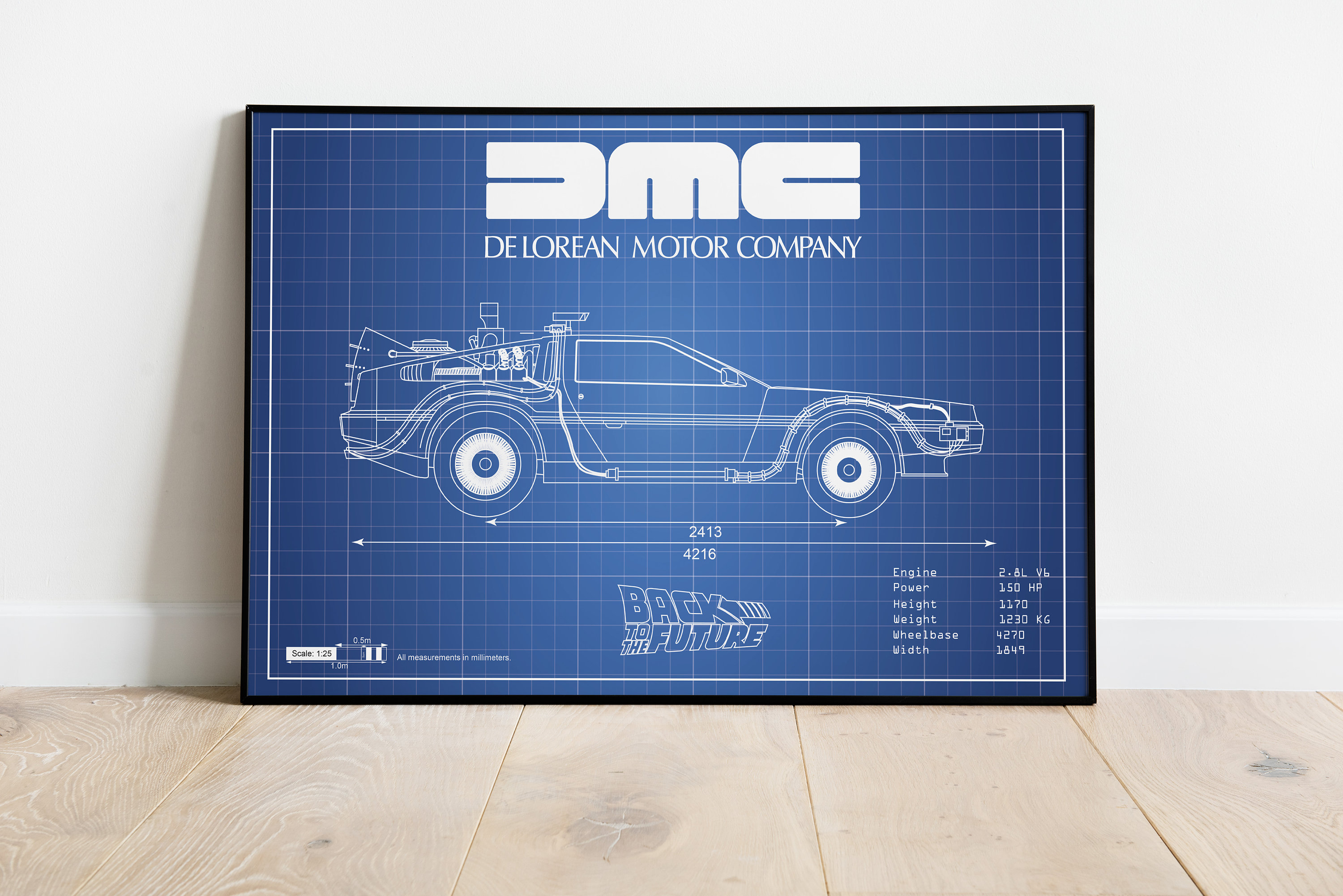 Blueprint of Delorean, Back to the Future, Time Machine, Car Blueprints ...