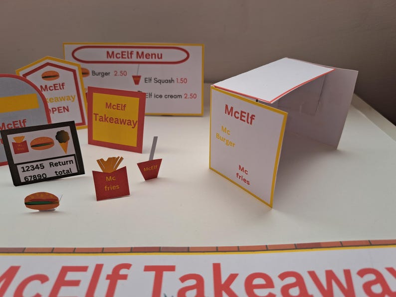 Elf Takeaway Restaurant Prop Scene Mcelf Burger and Fries Elf Antics ...