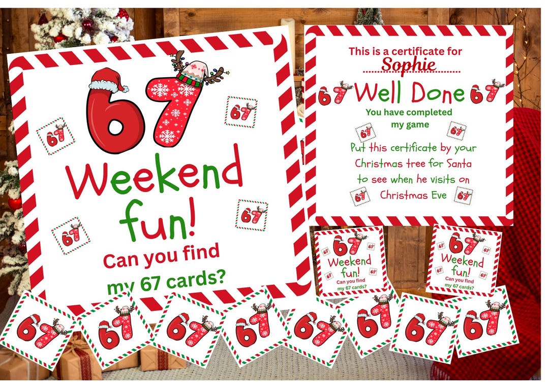67 Elf Prop Game 6 7 Weekend Fun Scavenger Hunt the 67 Cards - Etsy UK