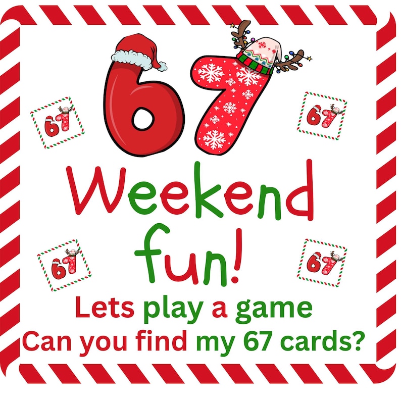67 Elf Prop Game 6 7 Weekend Fun Scavenger Hunt the 67 Cards - Etsy UK